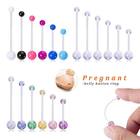 6pcs Plastic Pregnancy Belly Button Rings Acrylic Long Bar Navel Rings