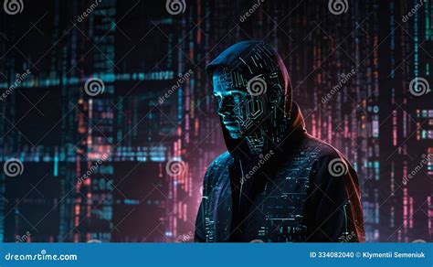 Anonymous Binary Code Hacker Under The Jacket Hood With Generative Ai