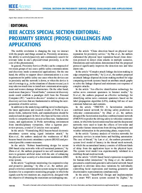 Pdf Ieee Access Special Section Editorial Proximity Service Prose Challenges And Applications