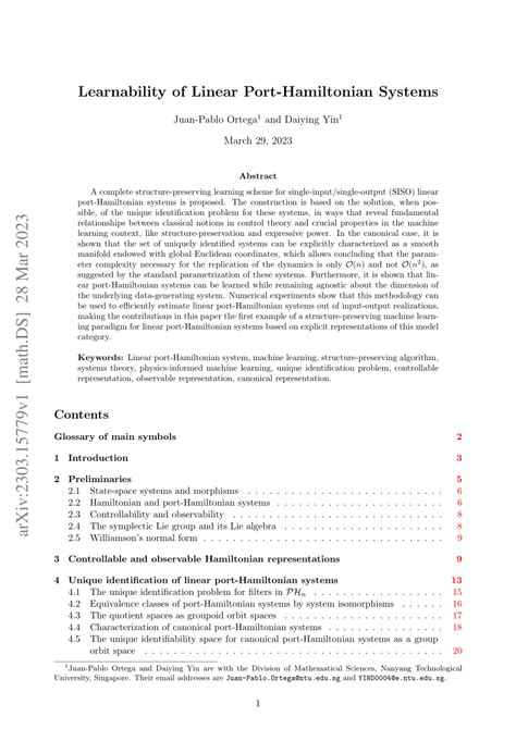 Pdf Learnability Of Linear Port Hamiltonian Systems