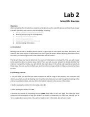 Week 2 Lab Handout Pdf Lab 2 Scientific Sources Objectives After Completing This Introduction