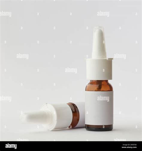 Brown Glass Nasal Spray Bottles Mockup Medical Moisturizer For Flu And