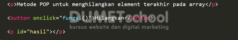 Cara Penggunaan Metode Pop Pada Javascript Kursus Web Design Private