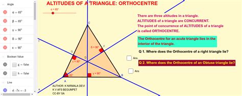 Altitudes Of A Triangle Orthocentre Geogebra