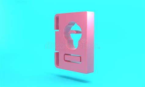 Pink Cookbook Icon Isolated On Turquoise Blue Background Cooking Book Icon Recipe Book Fork