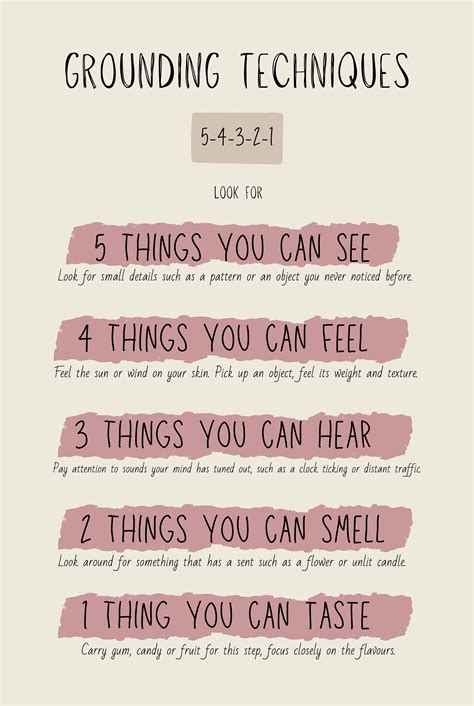 Grounding Techniques 5 4 3 2 1 Print Anxiety Poster Etsy