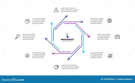 Octagon Infographic Template Icon Graphic Symbol Layout Blue On White Background 8 Separated