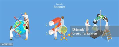여성 과학자의 3d 아이소메트릭 플랫 벡터 개념적 그림 3차원 형태에 대한 스톡 벡터 아트 및 기타 이미지 3차원 형태 개념 개체 그룹 Istock