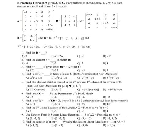 Solved In Problems Through Given A B C D Are Chegg Com