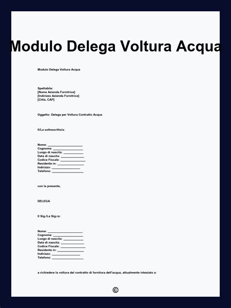 Modulo Delega Voltura Acqua
