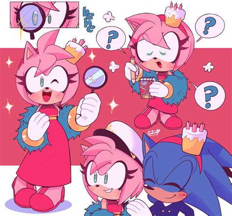 Safe Artist Heartludwig Amy Rose Sonic The Hedgehog Abstract Background Duo Tmosth