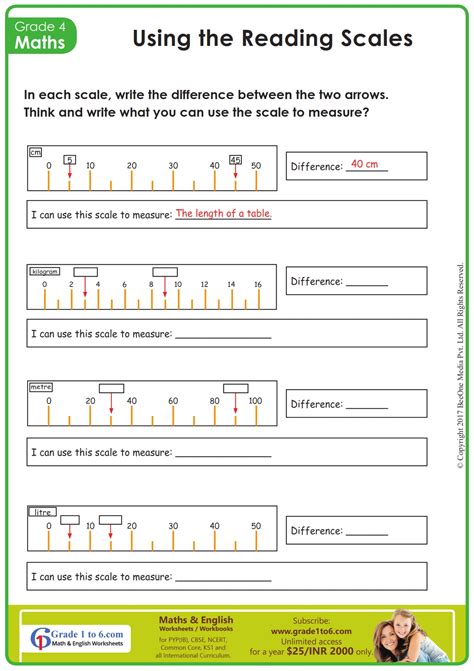 Grade 4 Measurement Workbook Teaching Resources
