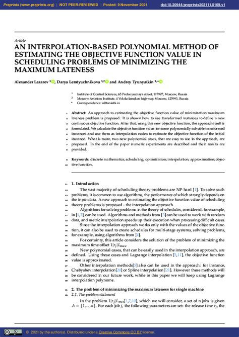 Pdf An Interpolation Based Polynomial Method Of Estimating The Objective Function Value In