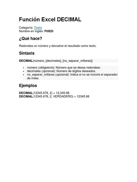 PDF Función Excel DECIMAL DOKUMEN TIPS