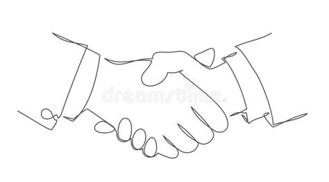 Desenho De Uma Linha Do Handshake Isolado Em Fundo Branco Ilustra O Do