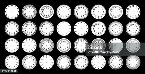기계식 시계 문자판 숫자가 있는 시계 다이얼 베젤 분 시간 표시 및 숫자가 있는 타이머 또는 스톱워치 요소 나눗셈이 있는 빈 측정 원 눈금 벡터 그림 0명에 대한 스톡 벡터