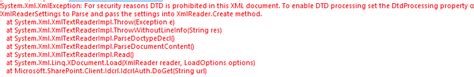 Sp Online For Security Reasons Dtd Is Prohibited In This Xml Document My Sharepoints And