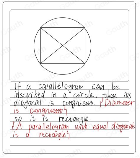 Solved What Kind Of Parallelogram Can Be Inscribed In A Circle Explain Answer [math]