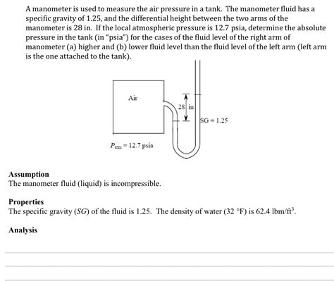 Solved A Manometer Is Used To Measure The Air Pressure In A