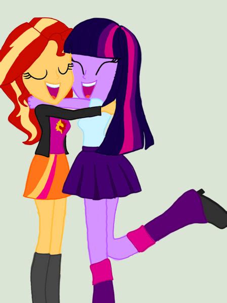 Sunset Shimmer And Twilight Sparkle Hug