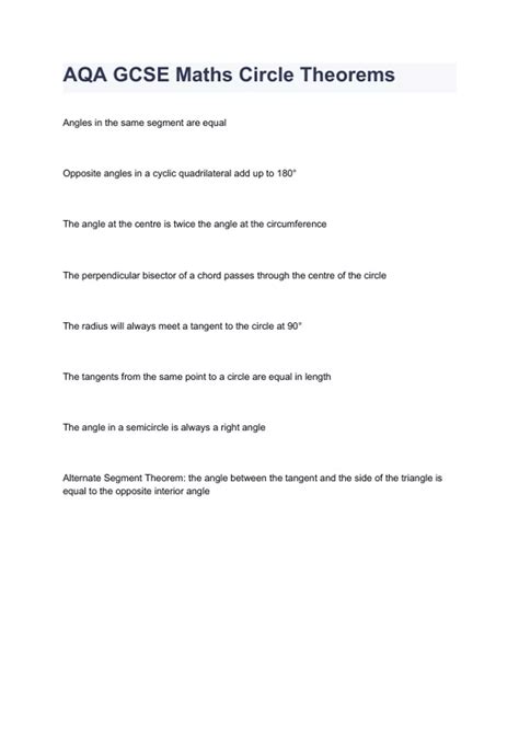 Aqa Gcse Maths Circle Theorems 100 Verified Gcse Mathematics Qp