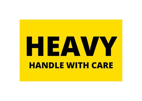 Heavy Handle With Care Stickers Yellow 2 X4 Square Edges Just Peel