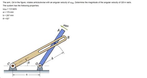The Arm Oa In The Figure Rotates Anticlockwise With An Angular Velocity Of ωoa Determine The