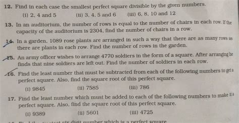 12 Find In Each Case The Smallest Perfect Square Divisible By The Given