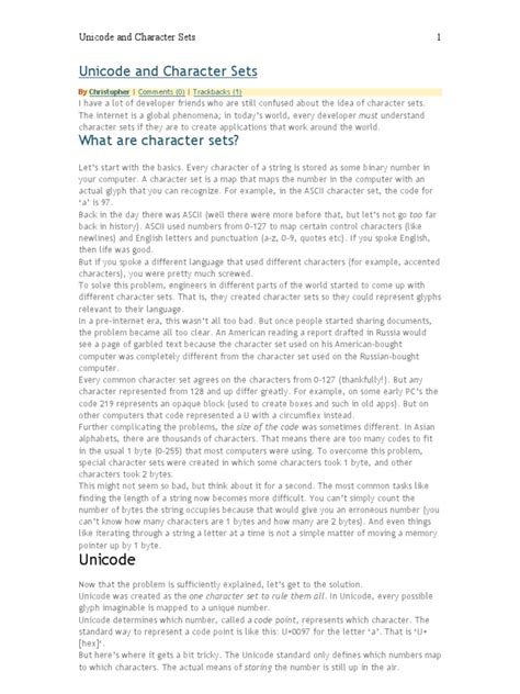 Unicode And Character Sets Pdf Character Encoding Code
