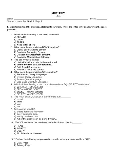 G12 Midterm Exam Sql Pdf