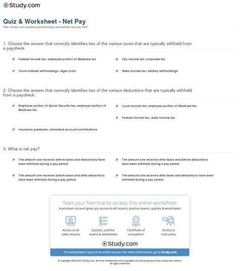 Calculating Your Paycheck Salary Worksheet 1 Answer Key — Db