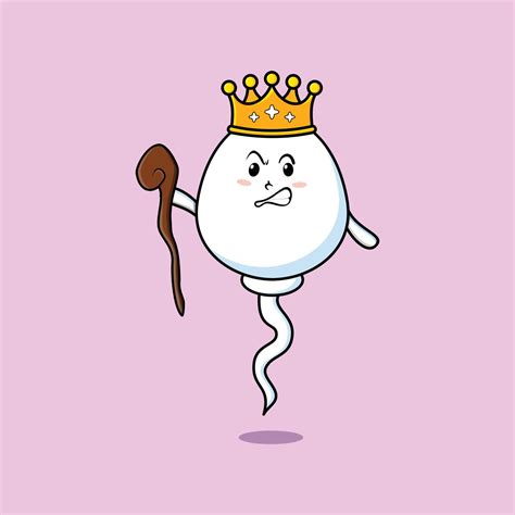 Cute Cartoon Sperm As Wise King With Golden Crown 11340833 Vector Art At Vecteezy