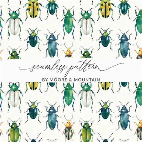 Seamless Bug Pattern Watercolor Bugs Seamless Pattern Cute Beetles