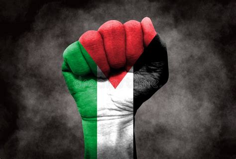 Palestinian Flag Combined With Fist Concept Map Depicting The