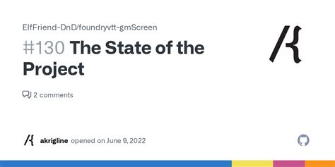 The State Of The Project Issue ElfFriend DnD Foundryvtt GmScreen GitHub