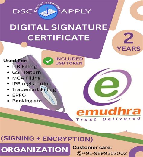 Signx Class 3 Combo Dsc Individual Signing And Encryption For 2 Years With Token Dsc Apply