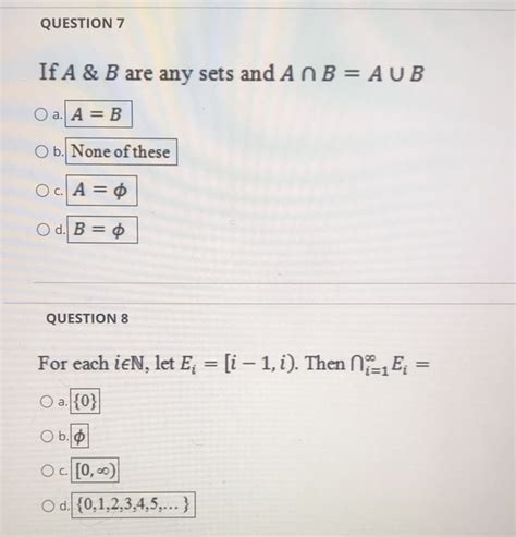 Solved QUESTION If A B Are Any Sets And AnB AUB Oa A Chegg Com