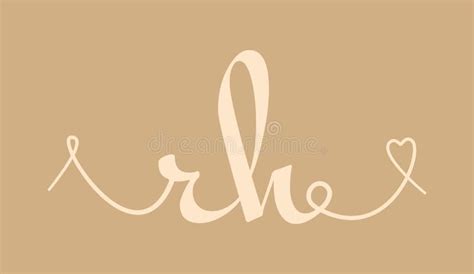 Rh Initial Wedding Monogram Calligraphy Vector Illustration Hand Drawn