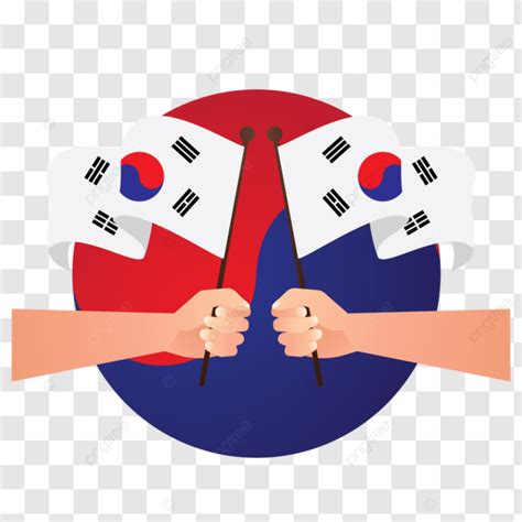 두 손을 잡고 한국 국기를 흔들며 벡터 대한민국 깃발 국가 Png 일러스트 및 벡터 에 대한 무료 다운로드 Pngtree