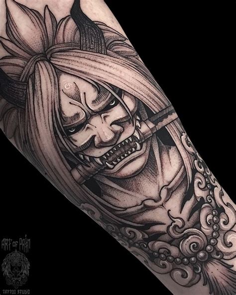 Татуировка мужская графика на предплечье демон รอยสักเล็กๆ ลายสักบนแขน ลายสัก