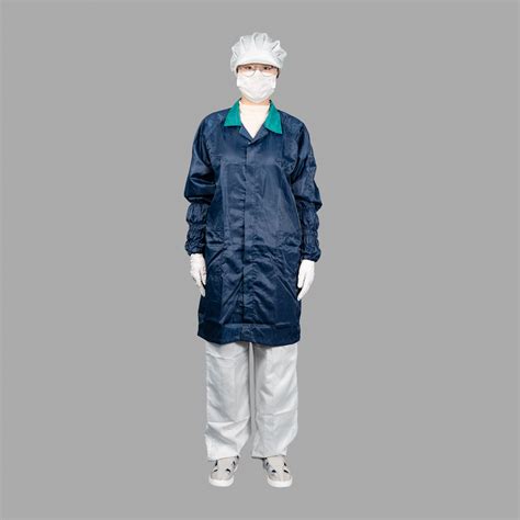 Dark Stain Resistant Anti Static Lab Coat With Elastic Cuffs China Clean Room Esd Clothing And