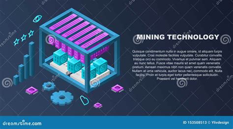 Mining Technology Concept Banner Isometric Style Stock Vector Illustration Of Blockchain