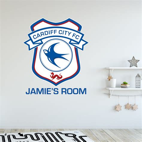 Cardiff City Football Club Personalised Name And Crest Wall Sticker Uk