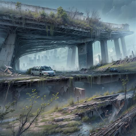 다리 위를 달리는 차량의 클로즈업 Seaart Ai