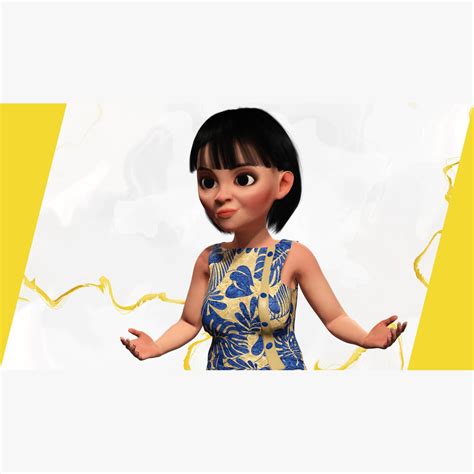 Pretty Girl Realistic Toon Character 3d Model Download Cartoon