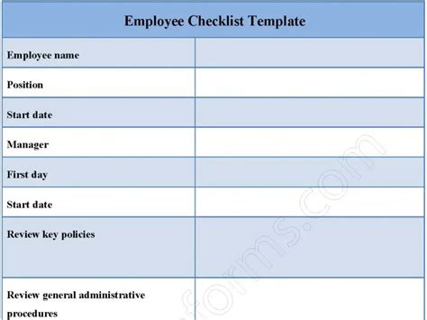 Employee Checklist Fillable Pdf Form Template Editable Pdf Forms