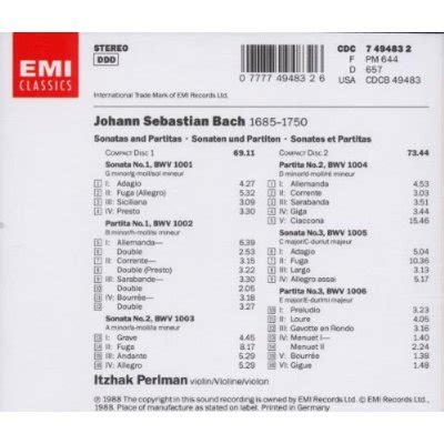 Itzhak Perlman Bach S Instrumental Works Discography