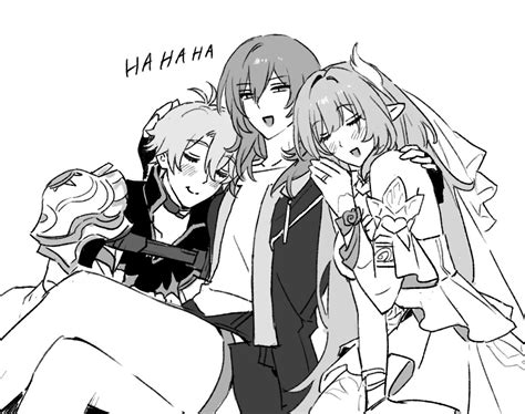 Trailblazer Stelle Phainon And Cyrene Honkai And 1 More Drawn By