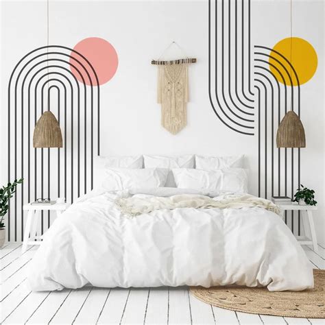 Line Arch And Sun Stencil Boho Style Home Wall Decorating Stencil Kit