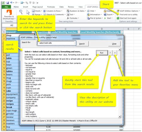 ASAP Utilities For Excel Blog Tip Quickly Find The Tool You Need